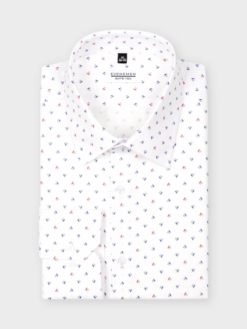 Slim-Fit Red Square Pyramid Stampa Collection Shirt | Manuloz